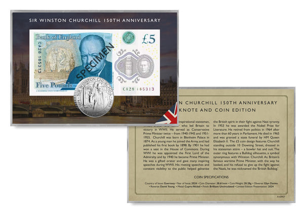 Winston Churchill 150th £5 Coin and Note Pair – The Westminster ...
